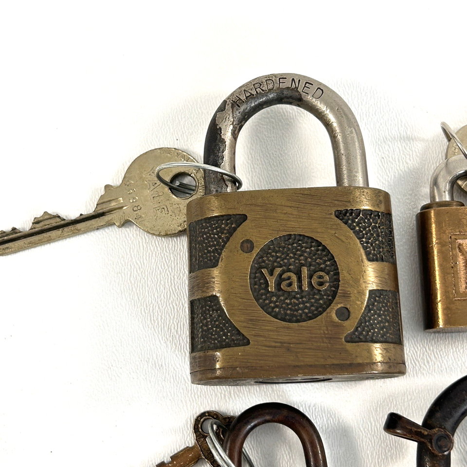 LOT OF 4 Vintage Working Small Yale Padlock Lock WITH KEYS Mini ...