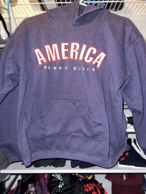 Perry Ellis America Hoodie Sweatshirt Teens Size XL Embroidered Dark ...