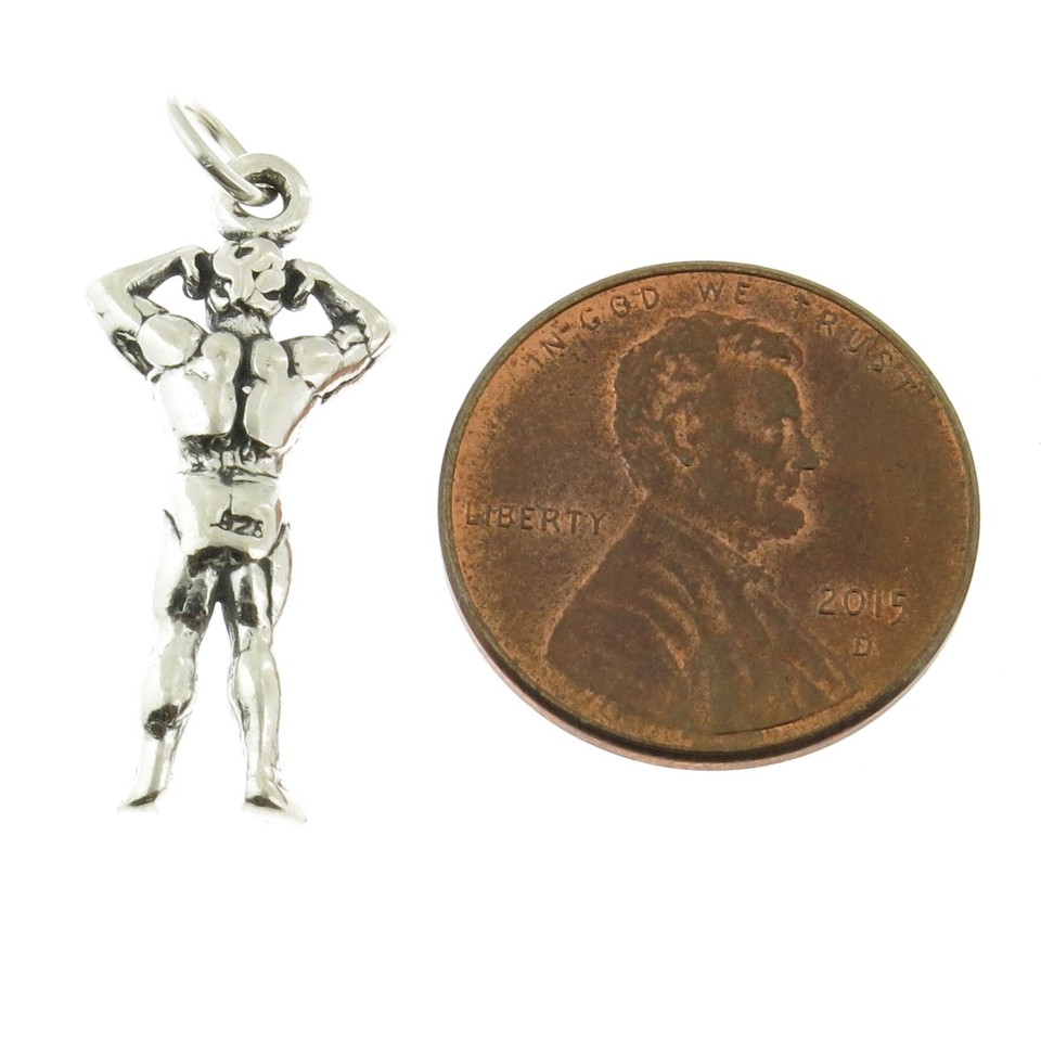 925 Sterling Silver Muscle Man Body Builder Charm Made in USA | eBay