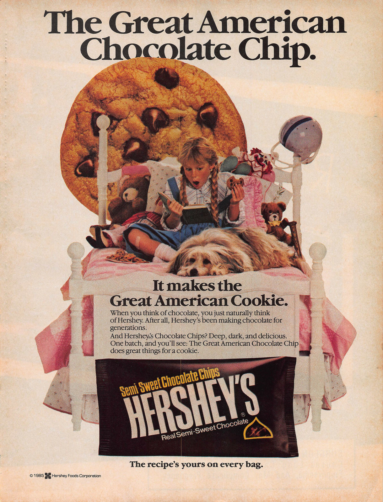 Vintage 1985 Hershey's Semi Sweet Chocolate Chip Cookie Magazine Print ...