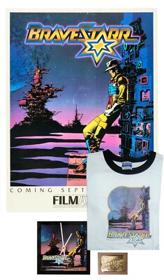 1986 Filmation BraveStarr Promo Announcement Belt Buckle, Clock, Poster ...