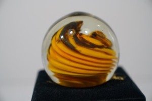 Vintage Orange Swirl Glass Paperweight Signed and Numbered W/ Box | eBay