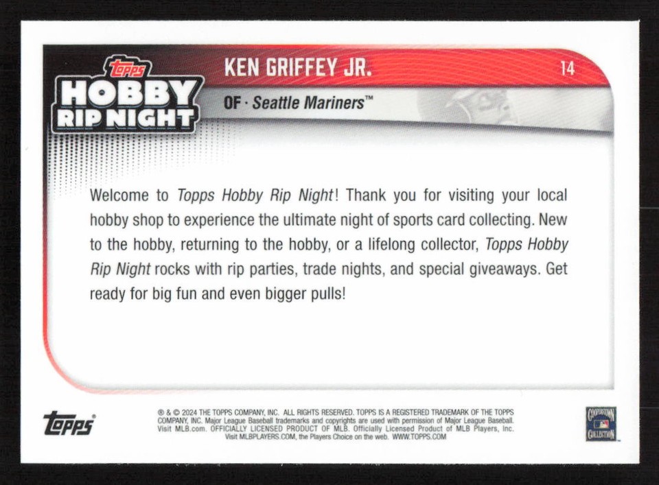 2024 Topps Hobby Rip Night Ken Griffey Jr. #14 Card | eBay