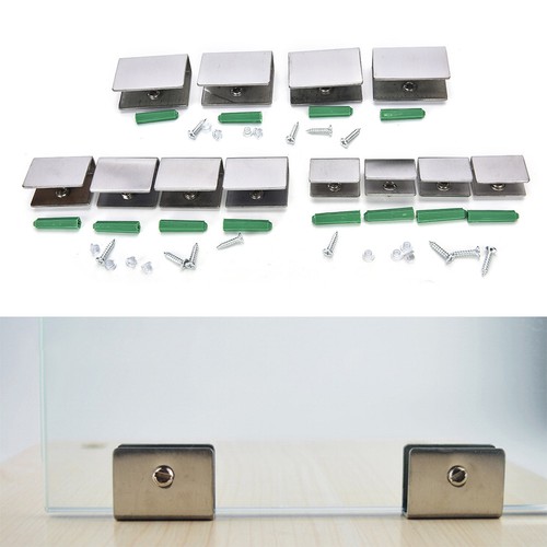 4pcs 6-12mm Stainless Steel Square Clamp Holder Clip For Glass Shelf ...