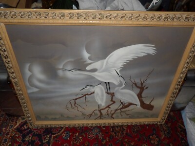 Alex Wittman Original Mid-Century Airbrush Painting Framed 3 Herons Mid ...
