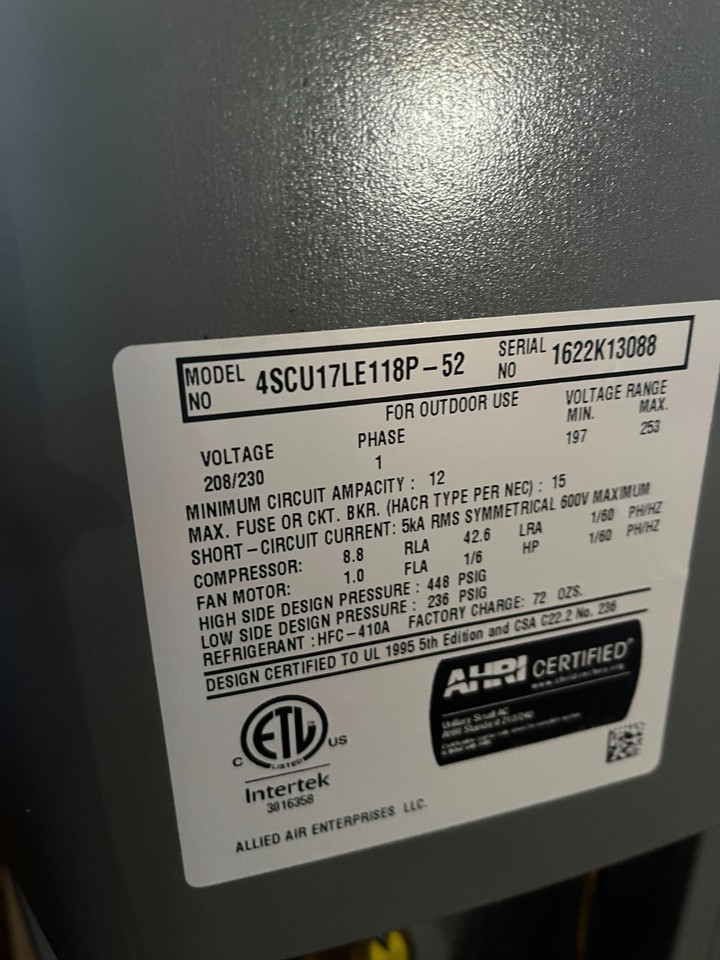 1.5 Ton 14.3 SEER2 Air Conditioning Condenser , R410A | eBay