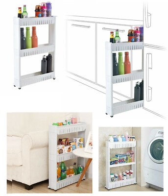 3 Tier Slide Out Multi Storage Cabinet Tower Folding Rolling Castor ...