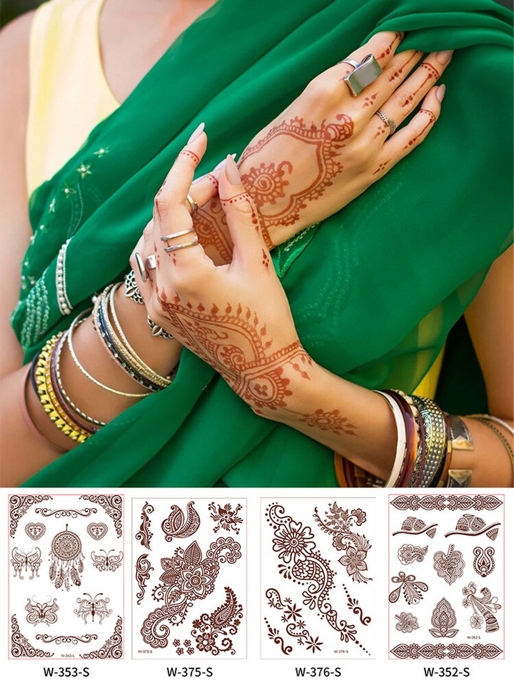 Lace Floral Totem Henna Tattoo Temporary Fake Tattoo Red Tattoo Sticker ...