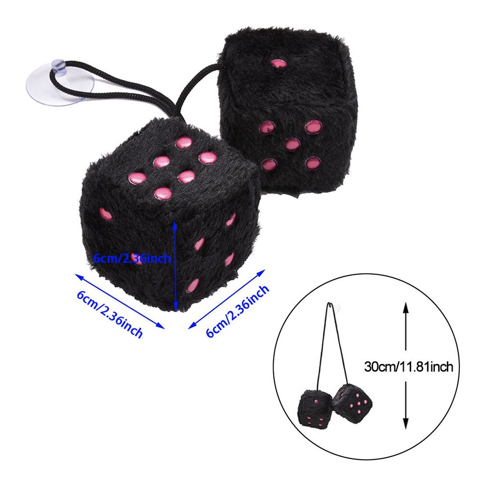 6cm Fuzzy Plush Dice Retro Square Plush Hanging Mirror Fuzzy Dices ...