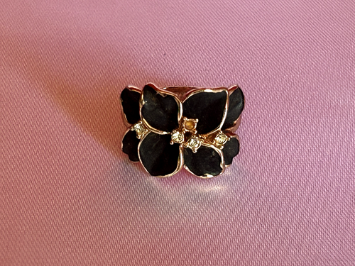 Vintage 18K RGP Black Flower Ring Size 5 J2 | eBay