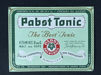 1940s PABST TONIC PBR vintage BEER LABEL non alcoholic pabst blue ...