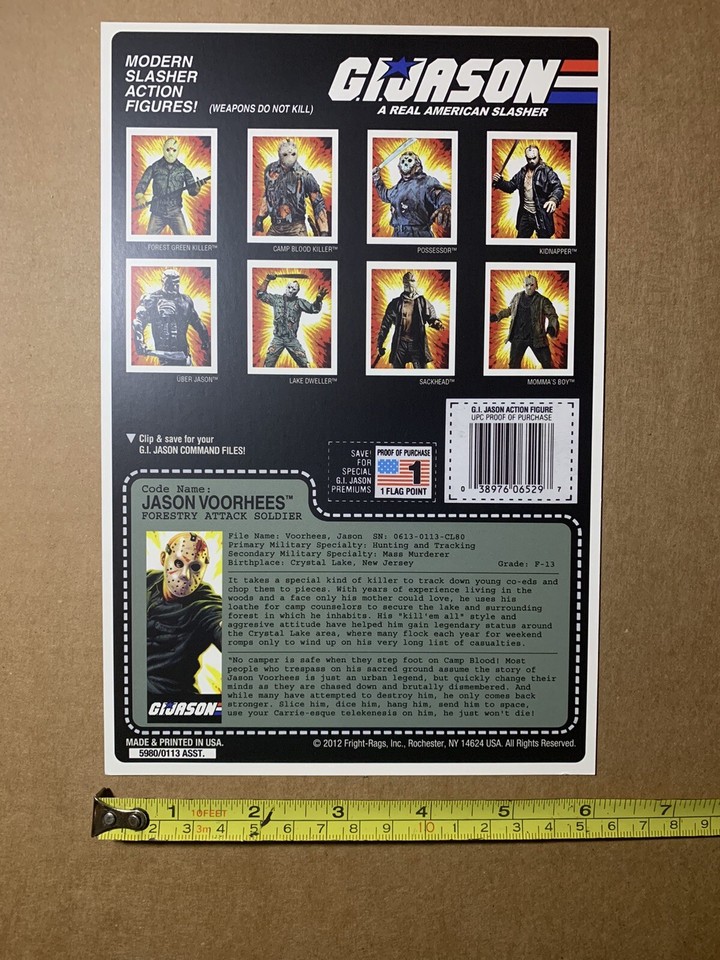 Jason Voorhees GI Jason Fright Rags Print Friday the 13th GI Joe | eBay