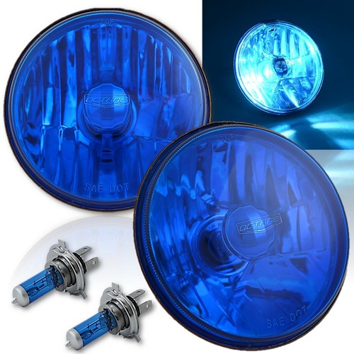 5-3/4 Halogen Diamond Crystal Clear Blue Headlight Headlamp 60/55W H4 ...