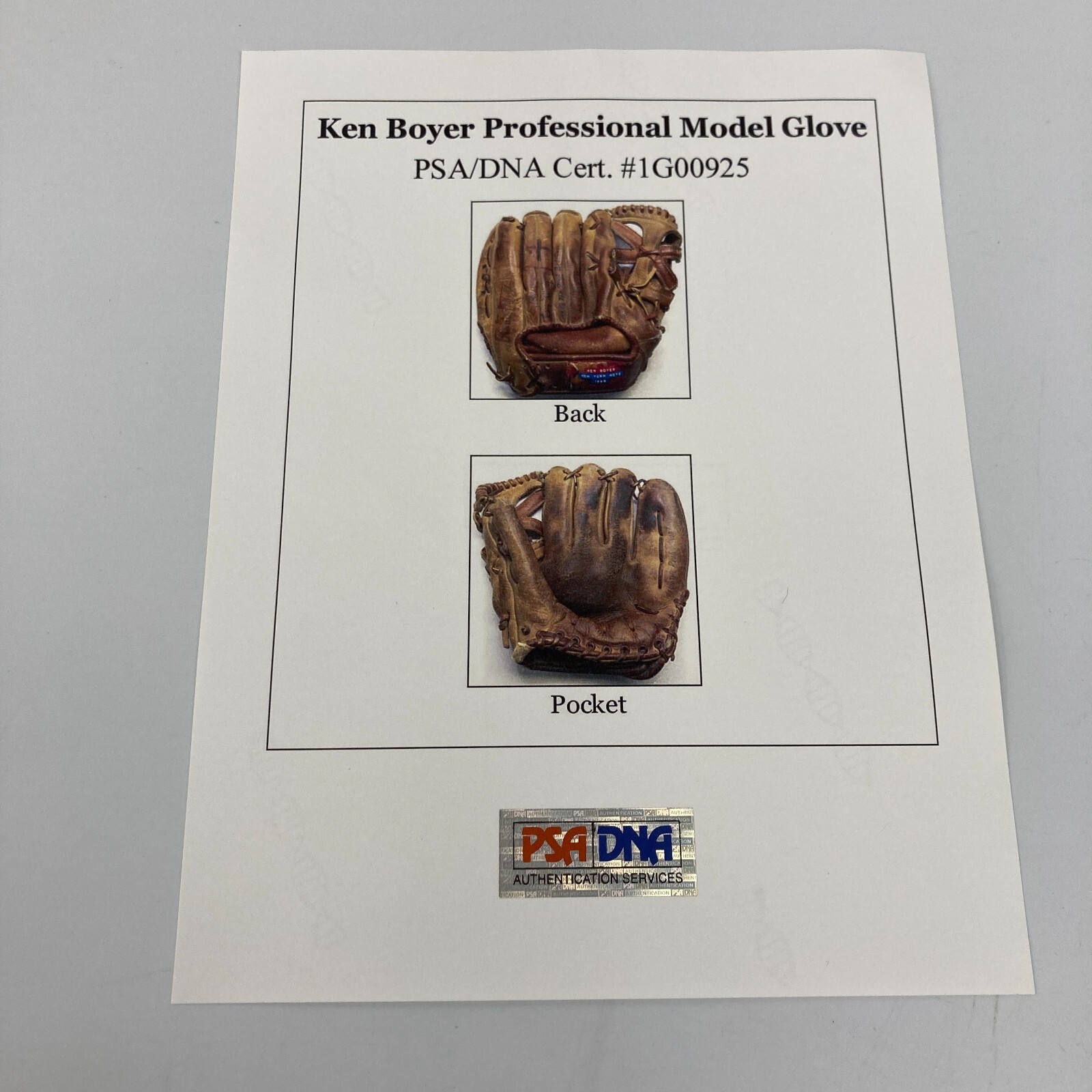 Ken Boyer 1964 MVP Season Signed Game Used Baseball Glove Cardinals PSA ...