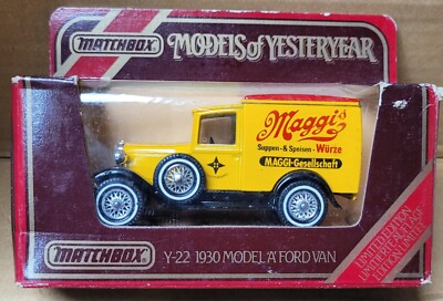 MATCHBOX Y22 "MODELS OF YESTERYEAR" 1930 MODEL FORD A VAN MAGGI'S NEW Box Wear! | eBay