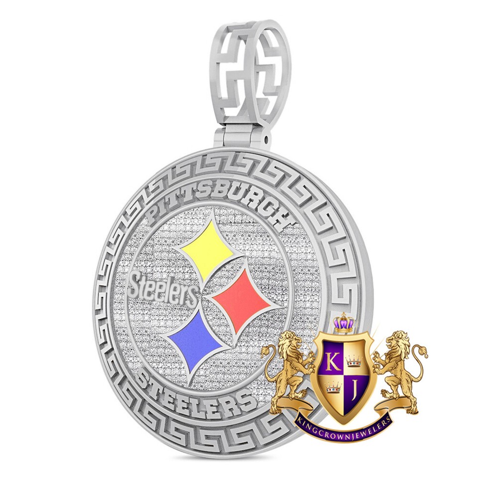 Real Genuine Diamond 0.90 Cwt. Pittsburgh Steelers Sports Pendant Charm ...