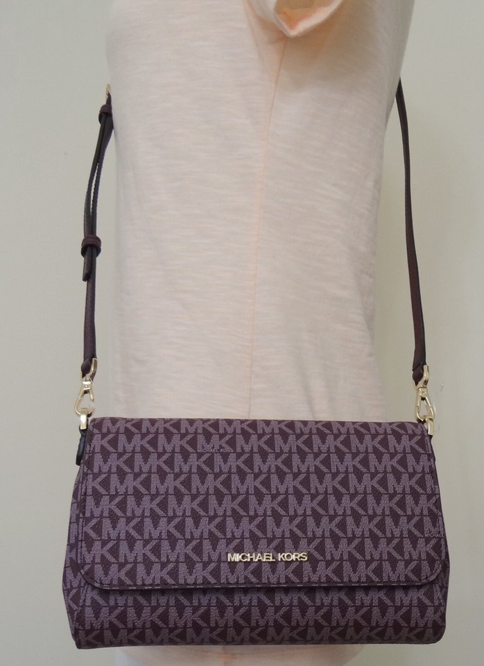 MICHAEL KORS Jet Set Medium MK Logo PVC Convertible Crossbody Pouchette ...