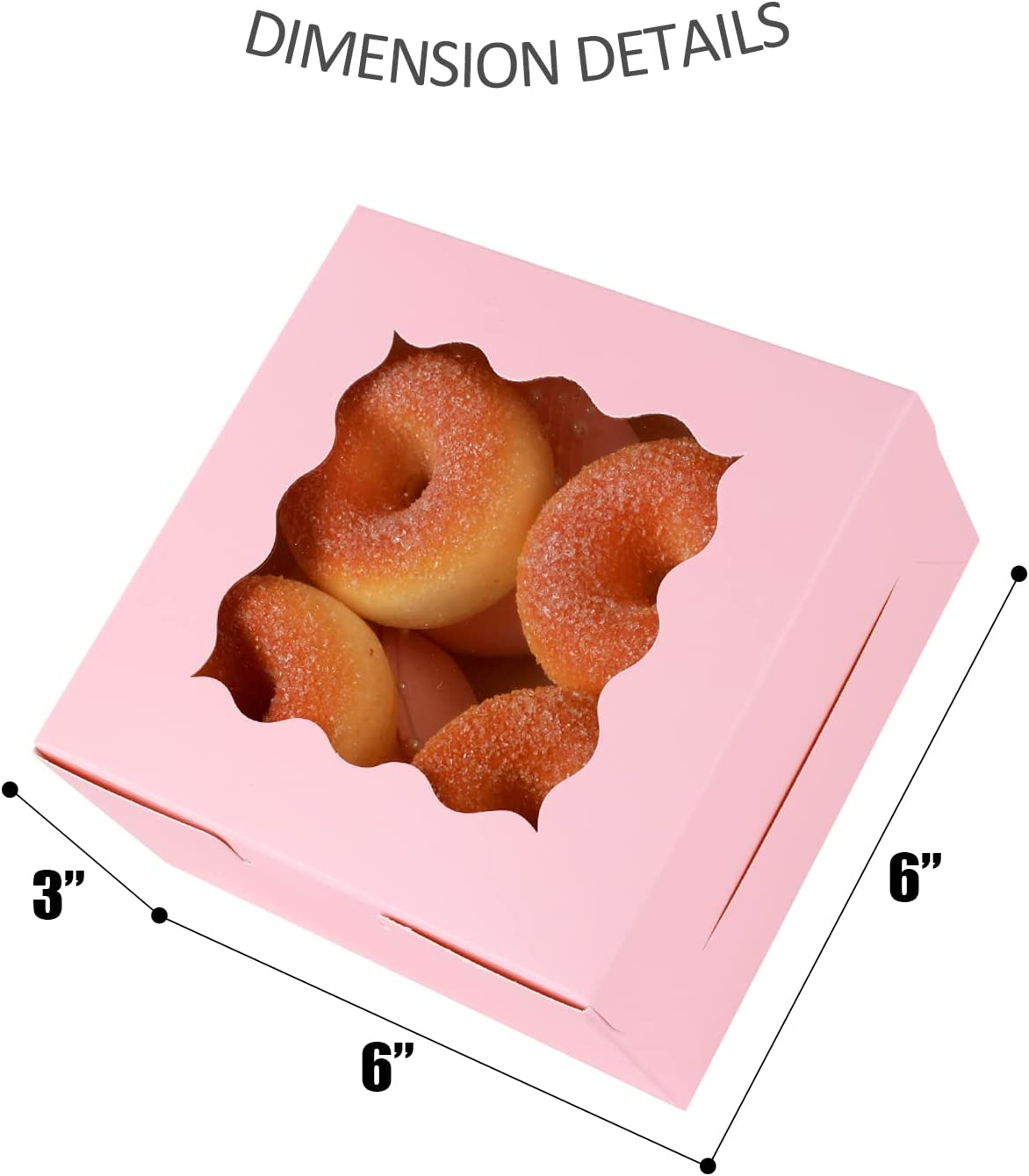 Pink Bakery Box with Window 60Packs 6X6X3 Pink Cookie Boxes Pastry Box ...