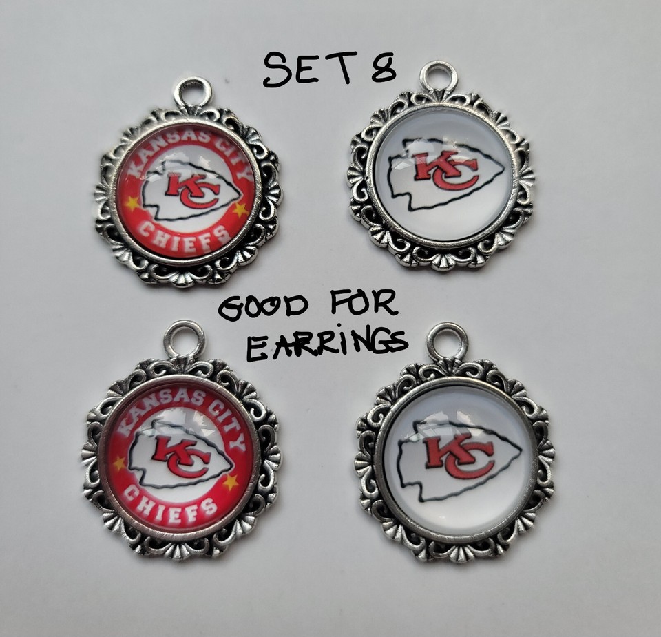Sale set 4pcs exclusive charm of NFL Champion team KC Chiefs, CZ stones ...
