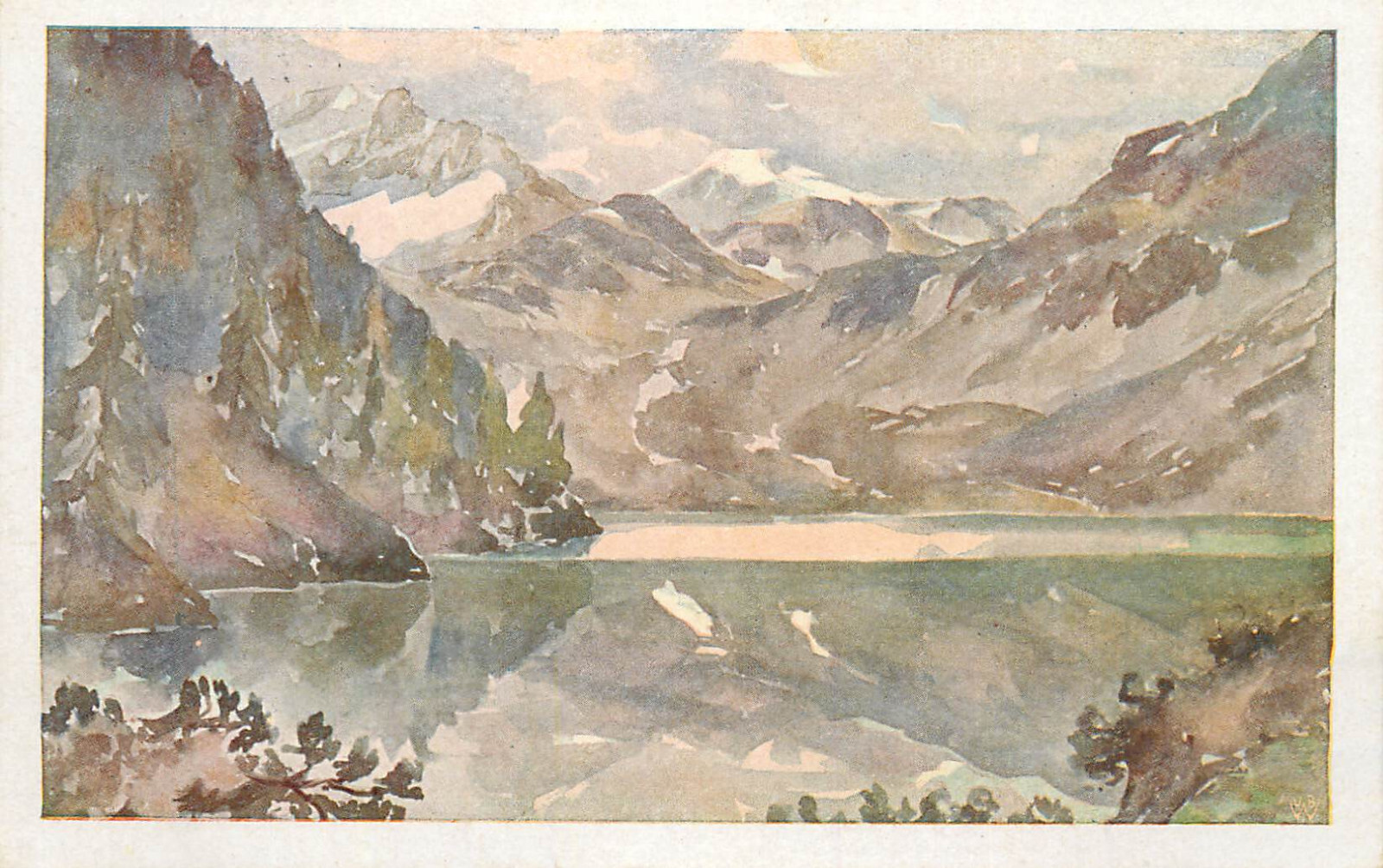 Mountaineering Austrian Alps Grun-See im Stubach Aquarell Willi Eder ...