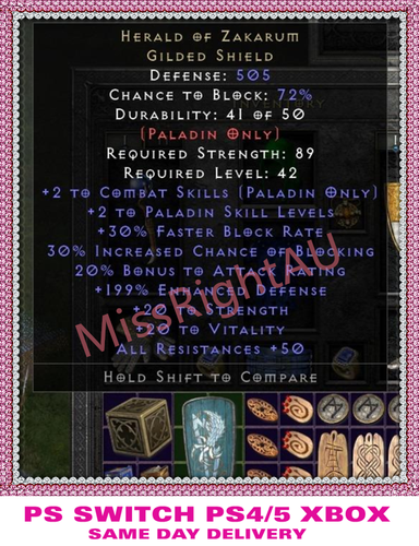 Herald of Zakarum Shield🌺Diablo 2 D2R Softcore LADDER🌺PC-SWITC-PS-XBOX ...