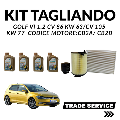 Kit Tagliando Golf VI 1.2 CV 86 KW 63 CODICE MOTORE: CBZA/CBZB + 4LT ...