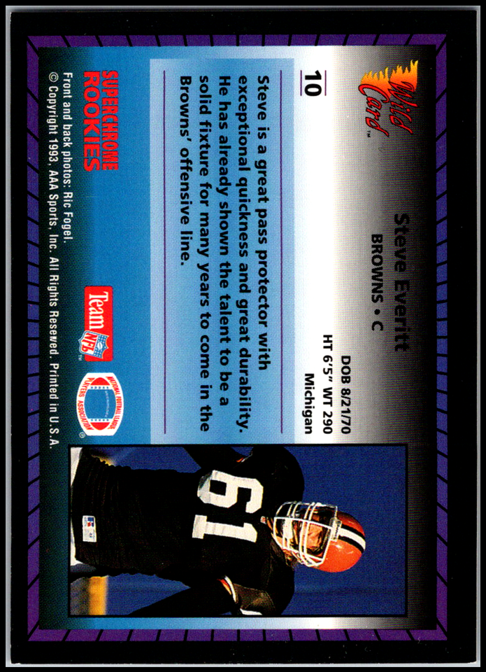 1993 Wild Card #10 Steve Everett - Superchrome Rookies RC FREE SHIPPING ...
