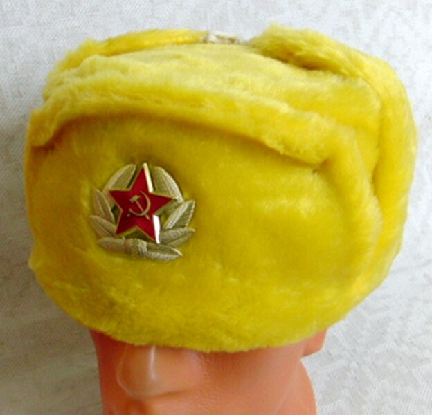 Russian Hat Ushanka Cossack Trapper Faux Fur Hat USSR Army Badge 58 ...