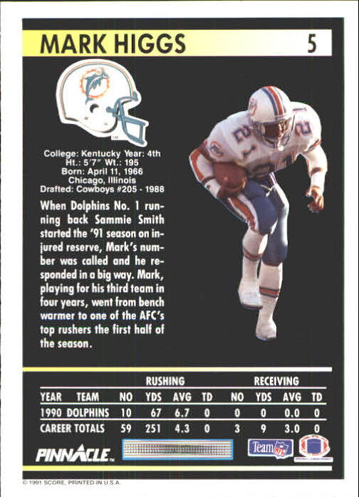 1991 Pinnacle #5 Mark Higgs RC - NM-MT | eBay