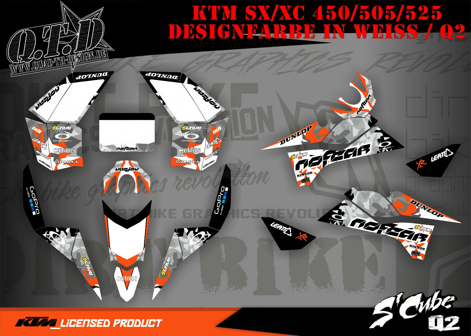 SCRUB DEKOR KIT ATV KTM SX XC 450 / 505 / 525 GRAPHIC KIT S'CUBE B ...
