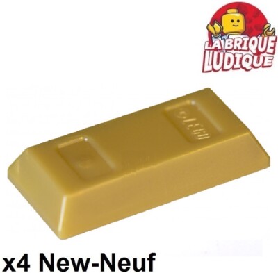 Lego 4x Minifig utensil Gold Ingot Bar lingot d'or doré/pearl gold ...