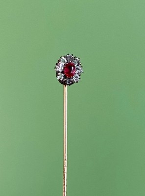 Antique Victorian/Edwardian? Stick Pin Ruby Red Paste Stone Claw Set ...