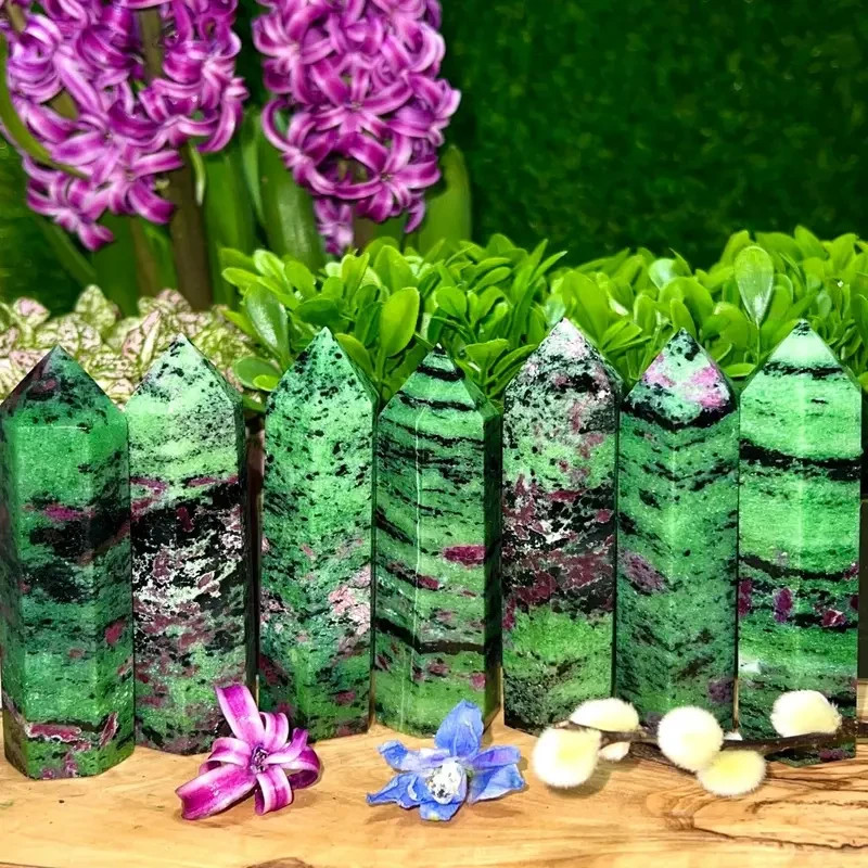 10Pcs Ruby Zoisite Tower Point UV-Reaction Stone Healing Crystal Home Decor Gift | eBay