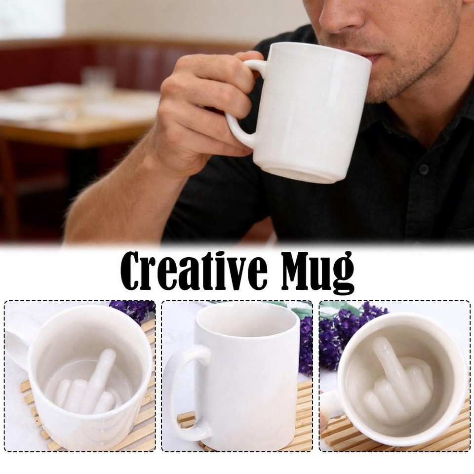 New Middle Finger Mug Coffee Cup Ceramic Funny Prank Mug | eBay UK