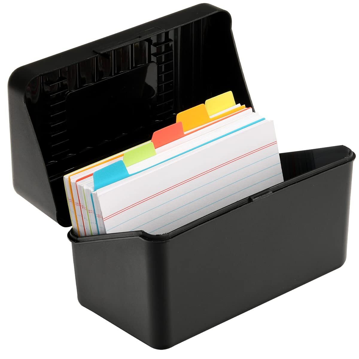 3x5 Index Card Holder with 100 Heavyweight Ruled Index Cards and ...