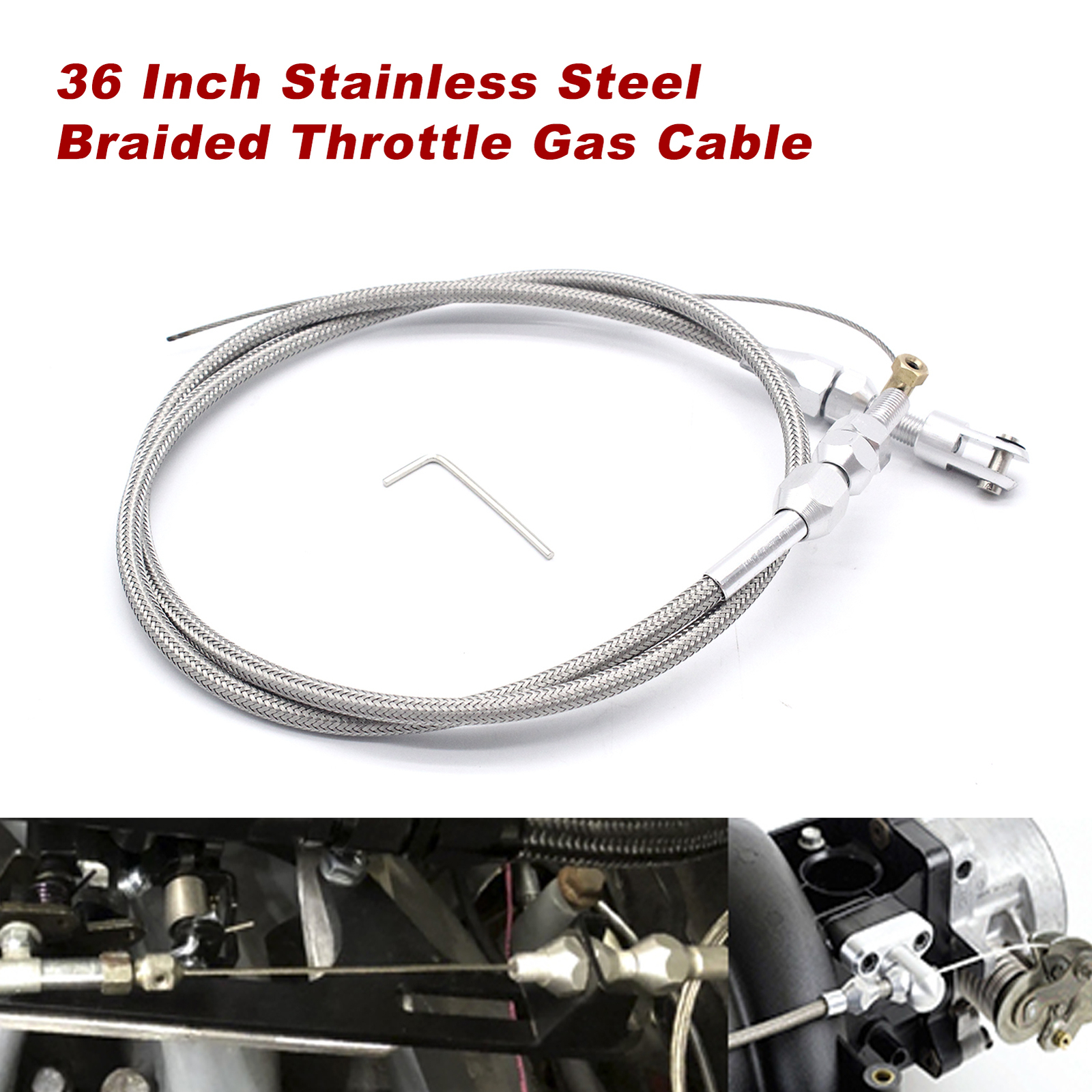 LS Engine Throttle Cable 36 Inch Stainless Steel Braided Replacement ...