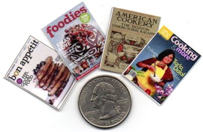 4 Miniature OPENING Cookery / Cooking MAGAZINES - Dollhouse 1:12 scale ...