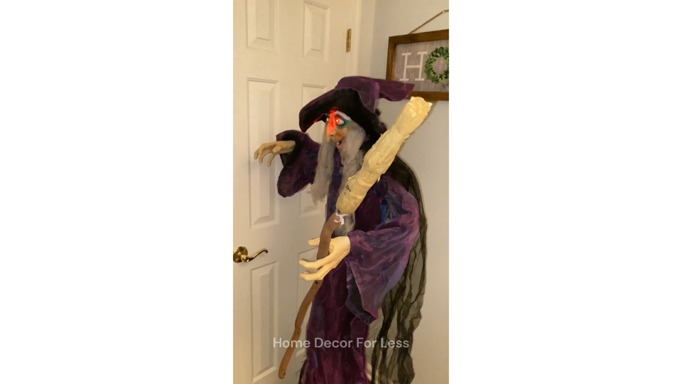 Motion Activated Scary Witch Glowing Eyes Animated Halloween Haunted ...