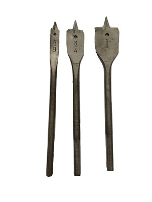 3pcs Spade Drill Bit Set in SAE, Paddle Flat Bits 3/8”, 3/4”, 1” | eBay