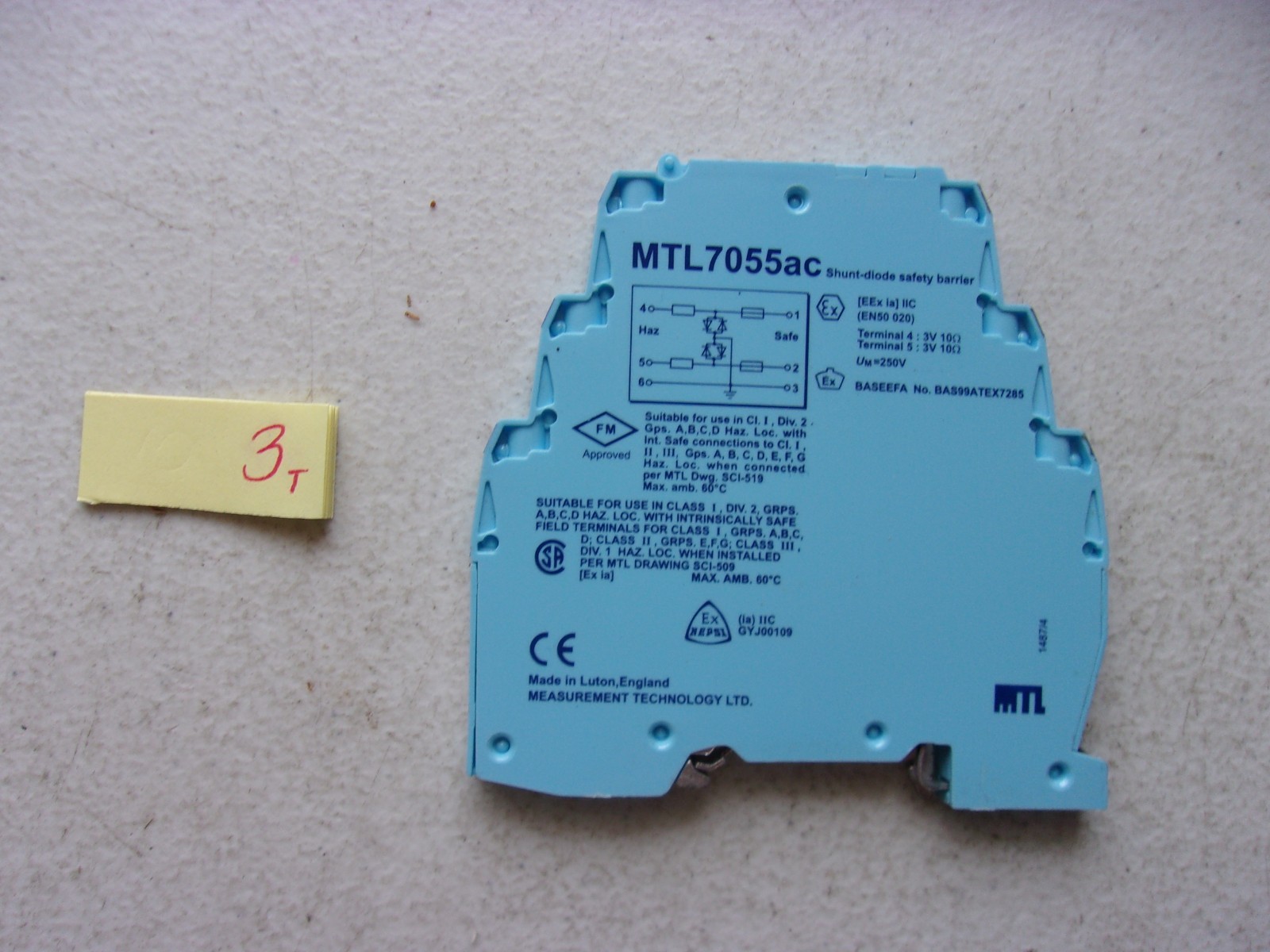 NEW MEASUREMENT TECHNOLOGY MTL SAFETY BARRIER SHUNT DIODE MTL7055AC ...