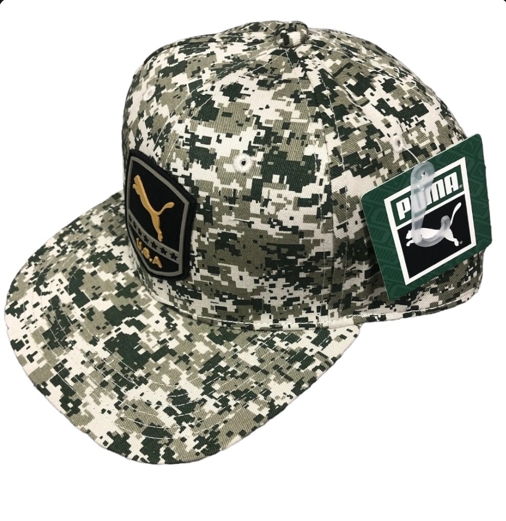 Puma USA Army Military Camo Men Outdoor Hat Olive Green Adjustable PV7 ...