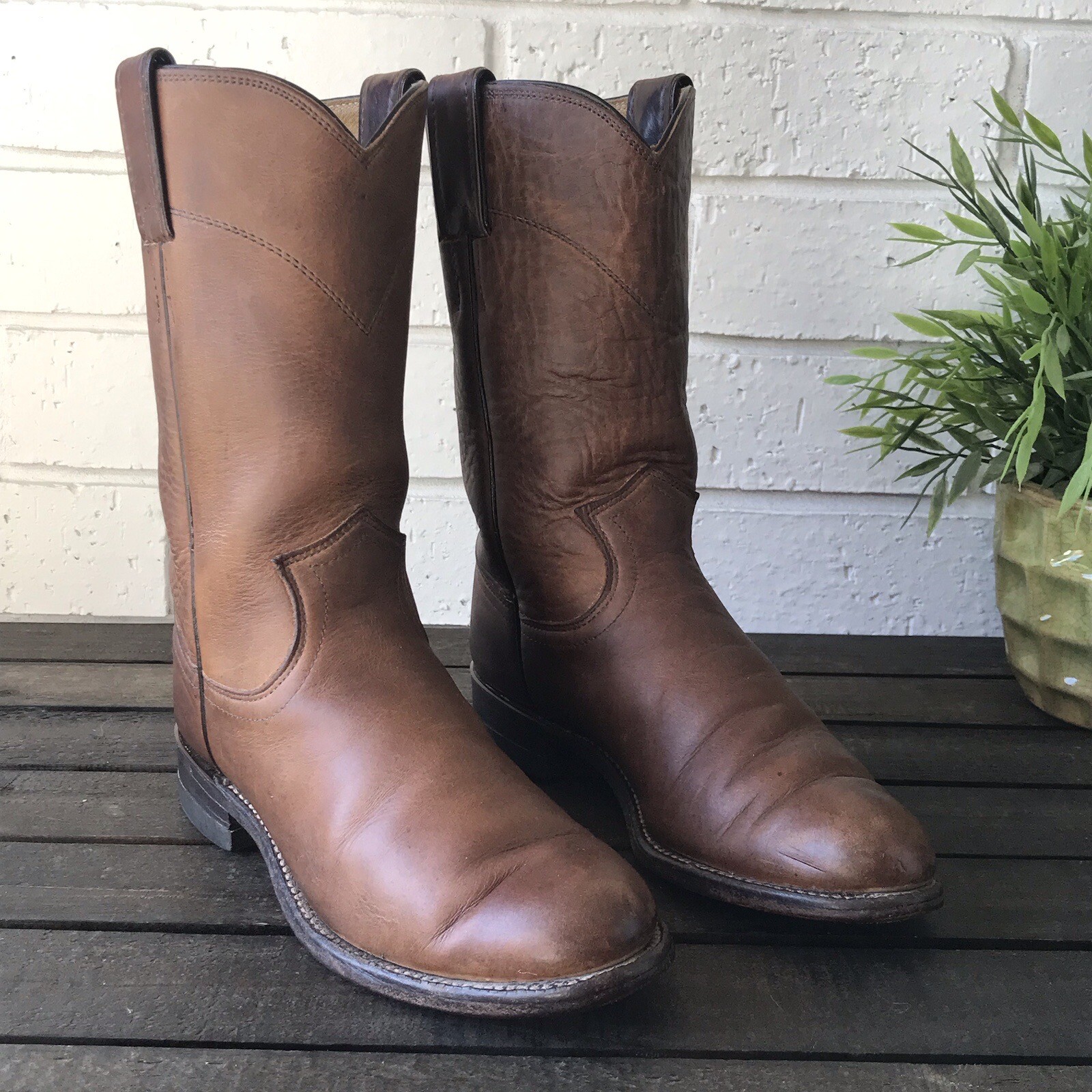 Justin L3408 Classic Roper Western Boots Bay Apache Brown Size 4.5 B | eBay