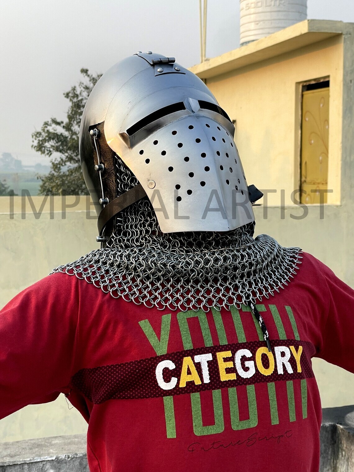 Medieval 18 Gauge Knight Viking Helmet Steel Roa Bascinet Helmet LARP ...