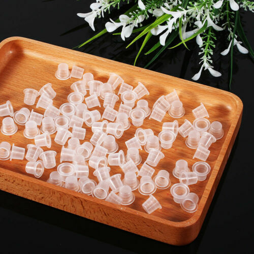 100/500/1000Pcs Plastic Small Medium Large Tattoo Ink Cups Caps Pigment ...