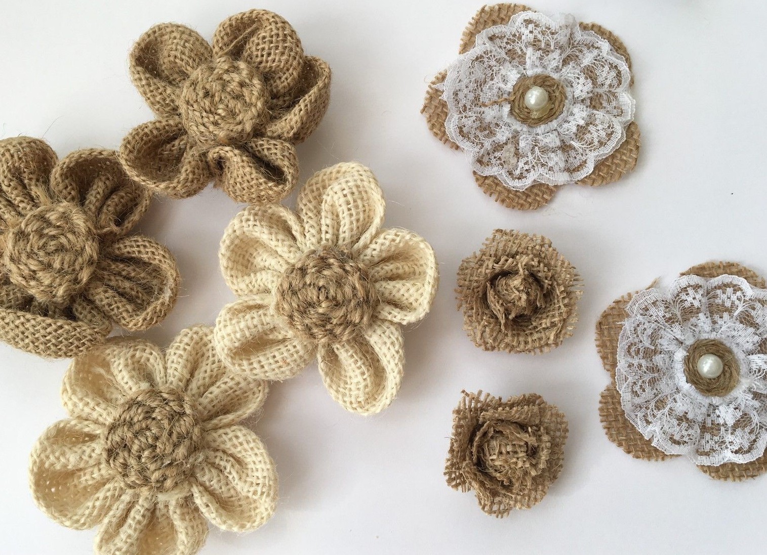 2 Handmade Burlap Flowers for Rustic Country Chic Wedding Decorations ...