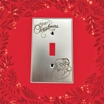 Custom Engraved Nickel Metal Switch Face Plate Cover w/ Merry Christmas ...