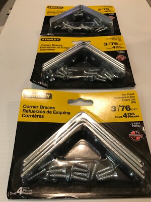 stanley Corner Braces 4pk 3” Set Of 3 | eBay
