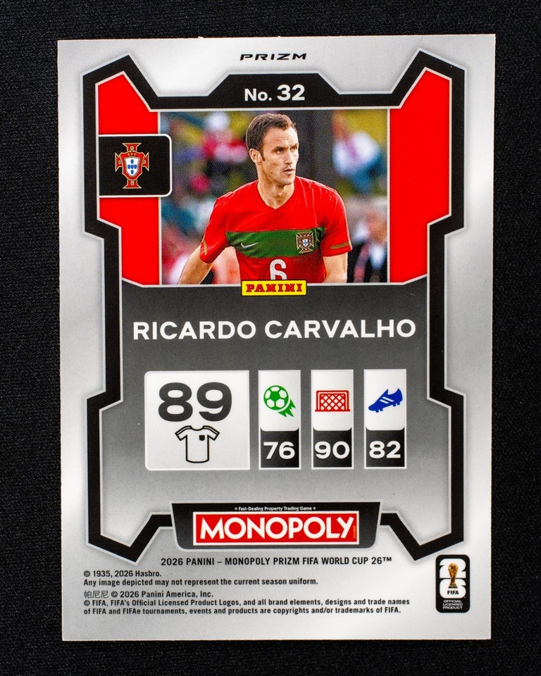 Ricardo Carvalho Four Corners Green 2026 Panini Prizm Monopoly FIFA ...
