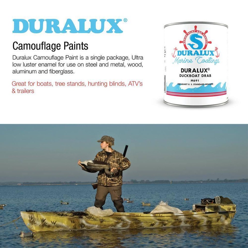 DURALUX Camouflage Marine Paint Duckboat Drab Flat Enamel Olive Green 1 ...