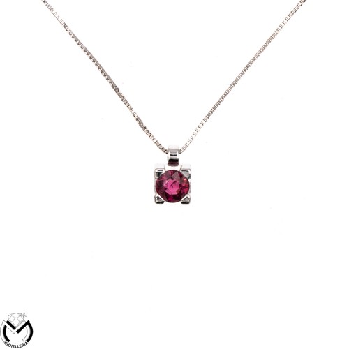 Collier or Blanc 18 KT 750 Punto Luce Rubis 0,46 CT -botecchi | eBay